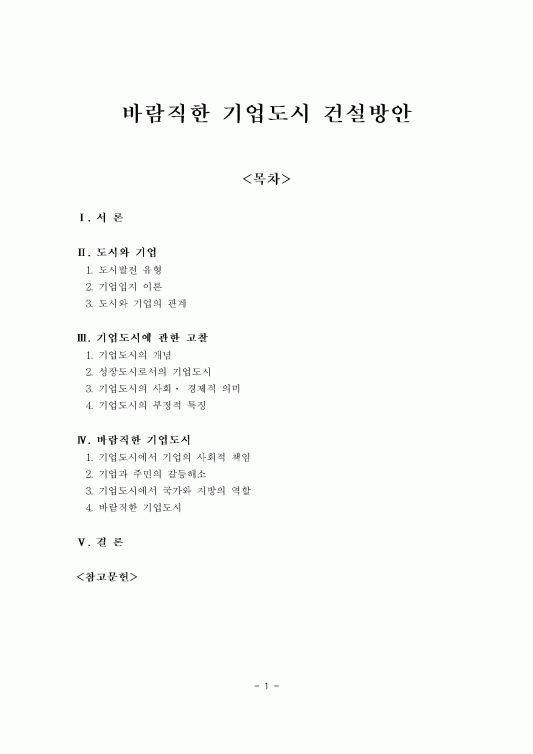바람직한 기업도시 건설방안