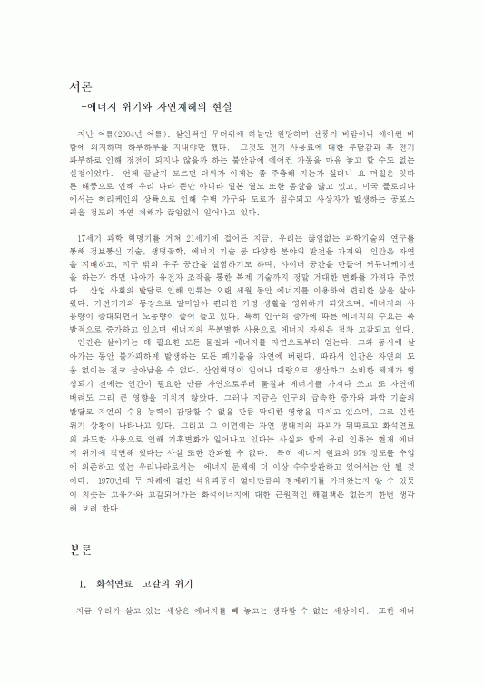석유위기와 기후변화를 극복할 수 있는 방안