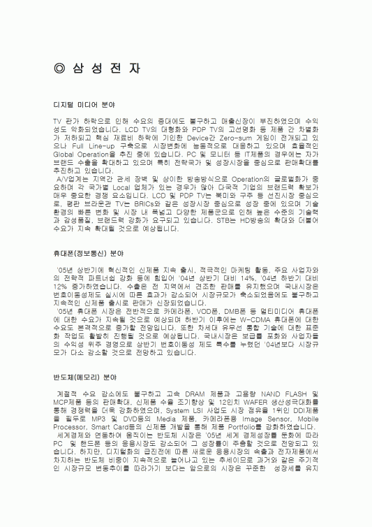 삼성전자와 LG전자의 사업비교