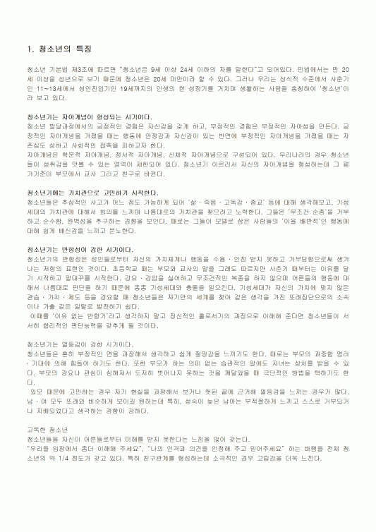 청소년의 문화와 특징