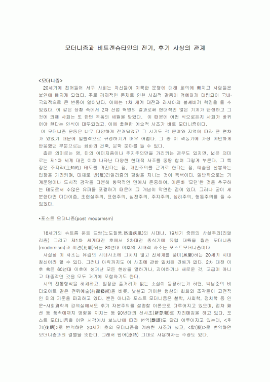 모더니즘과 비트겐슈타인의 전기사상