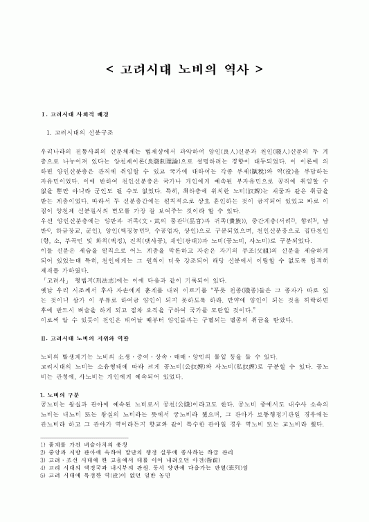 고려시대 노비의 역사