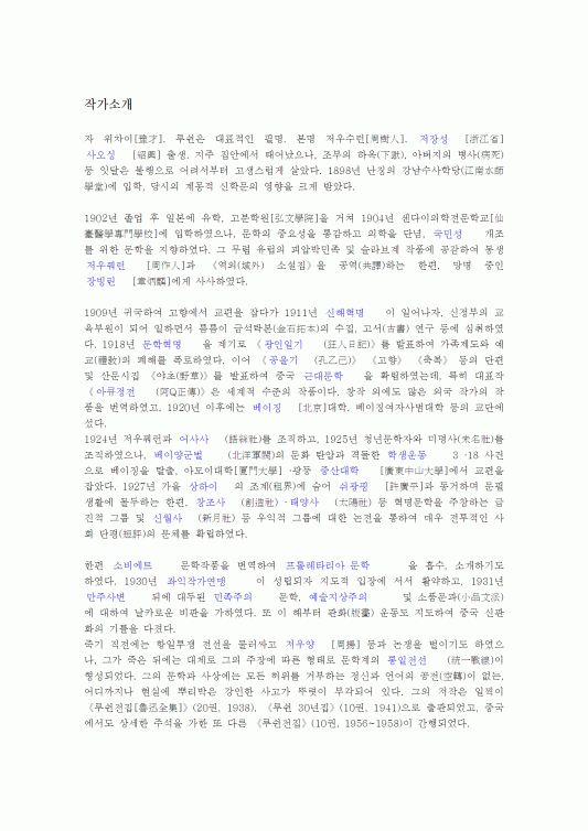 루쉰의 광인일기 서평