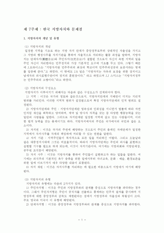 한국 지방자치와 문제점