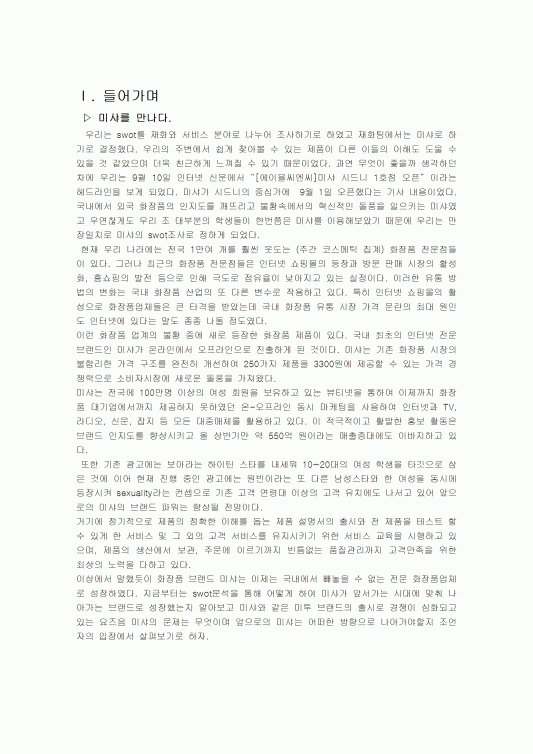 미샤의 경영전략