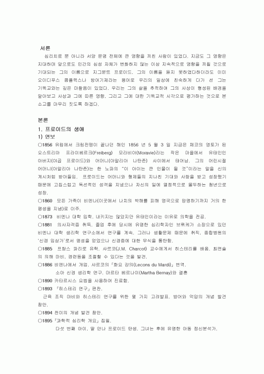 프로이드의 정신분석학에 대한 기독교적 관점
