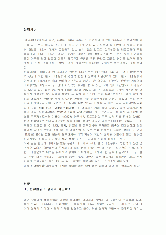 한류열풍의 긍정적 부정적 측면과 나아가야 할 방향