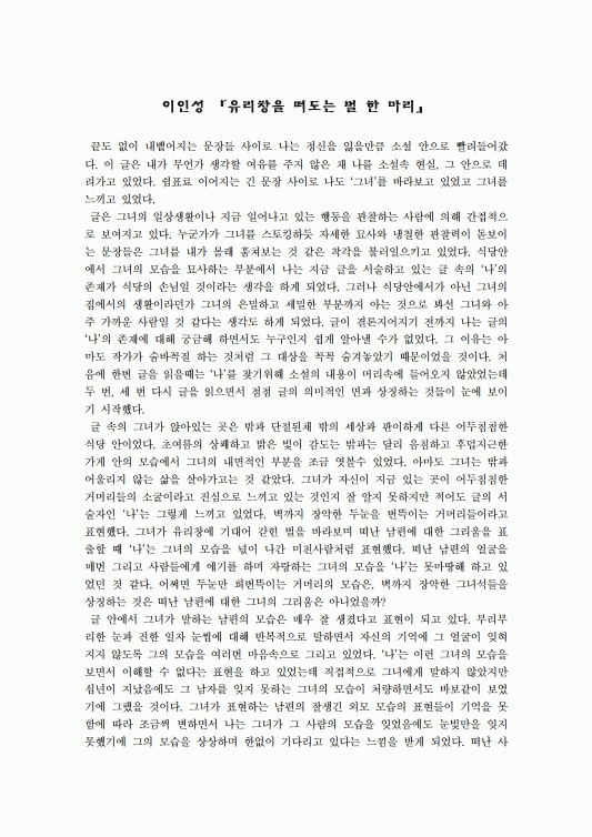 유리창을 떠도는 벌 한마리
