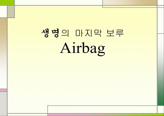 생명의 마지막 보루 Airbag(에어백)