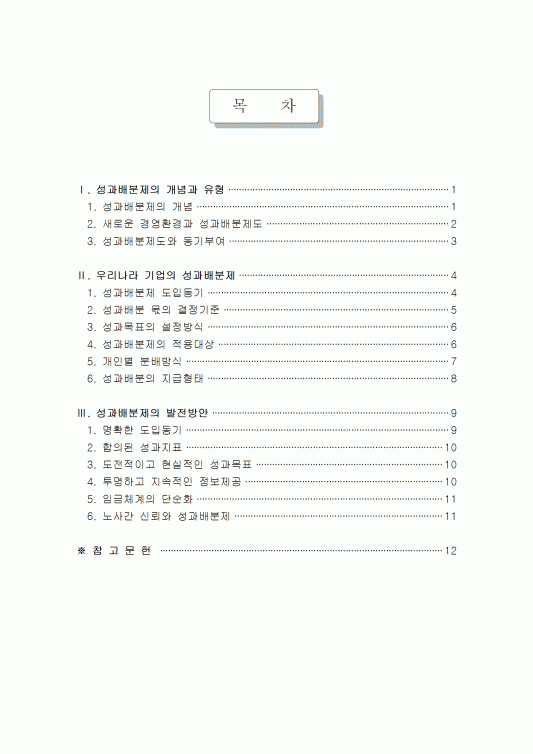 성과배분제 레포트 자료
