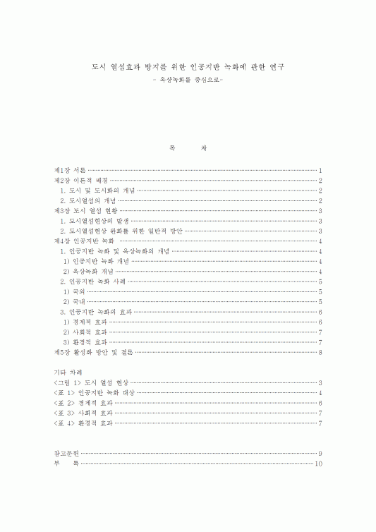 도시 열섬효과 방지를 위한 인공지반 녹화에 관한 연구-옥상녹화를 중심으로-
