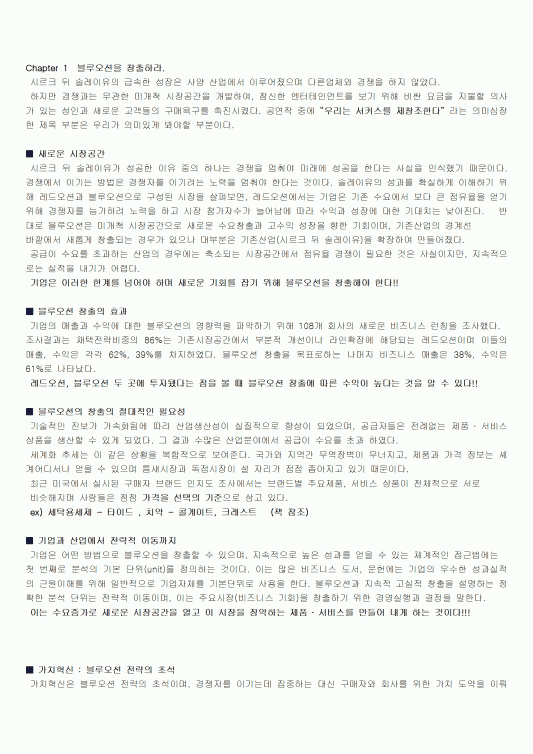 블루오션의 책 내용 요약 (완벽요약)