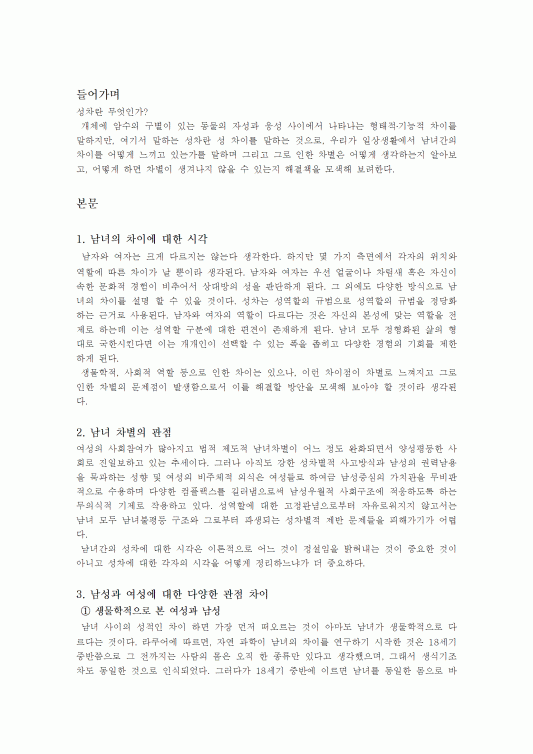 성차별(남녀차별)의 변화