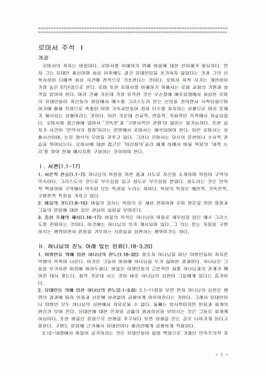 로마서 주석 1