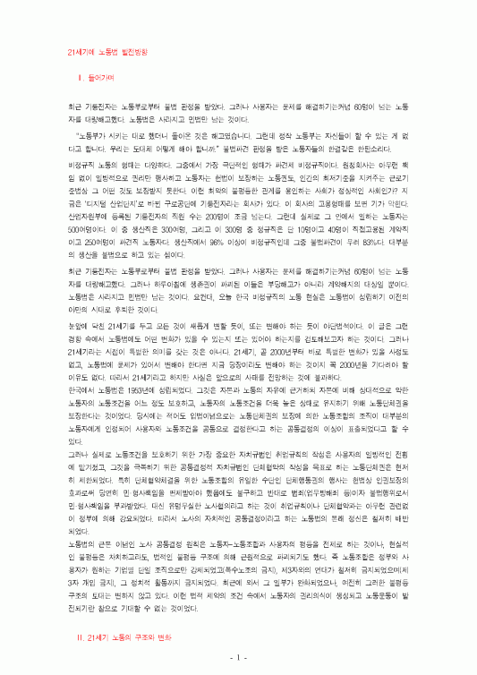 21세기에 노동법 발전방향