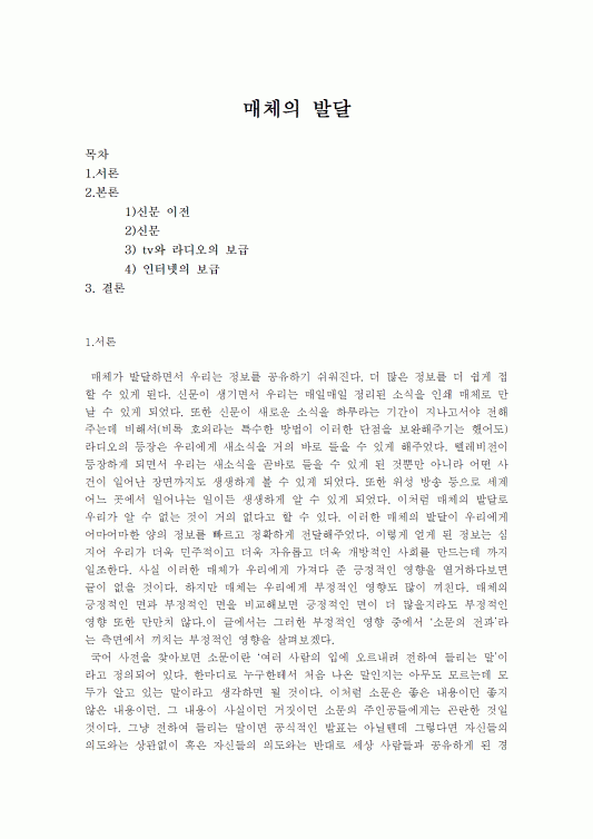 매체의 발달 레포트 자료