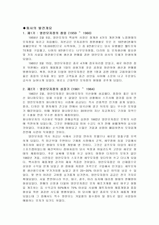 영안모자 성공사례