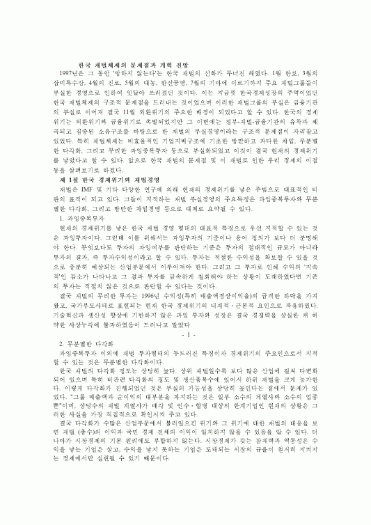 한국 재벌체제의 문제점과 개혁 전망