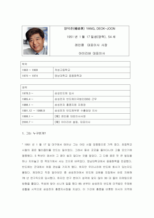아이리버 CEO 양덕준 사장 사례