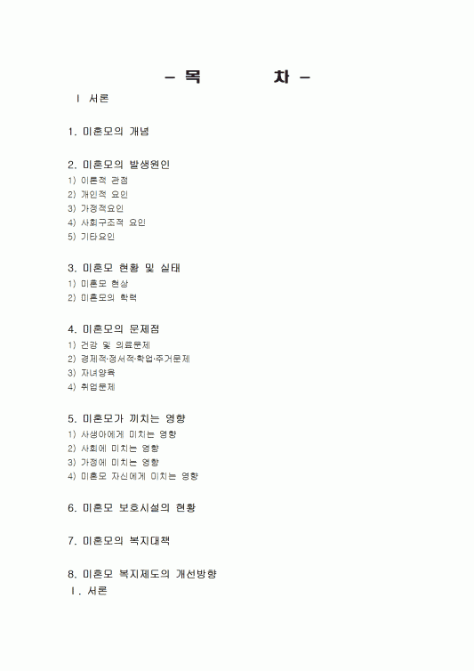 미혼모의 문제점 미혼모 복지제도 개선방향