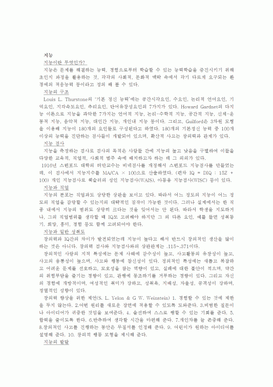 지능과 발달에 대한 조사. 심리학.