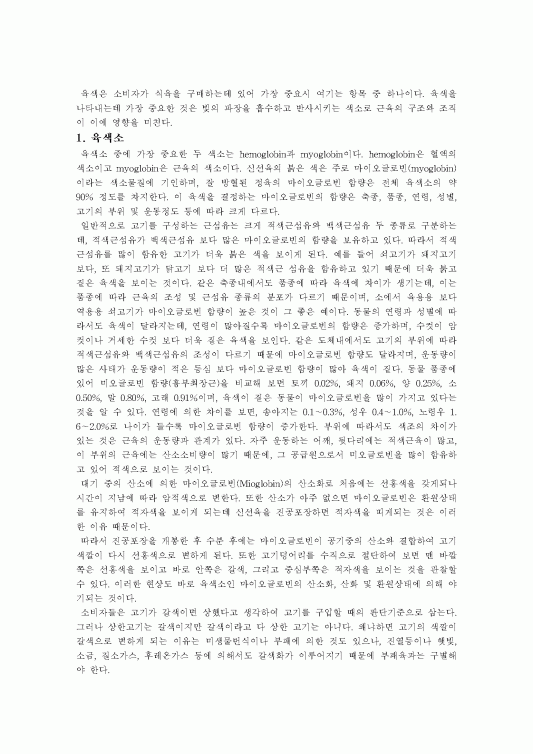 육색의 화학적 상태 변색 육색에 영향을 미치는 요인