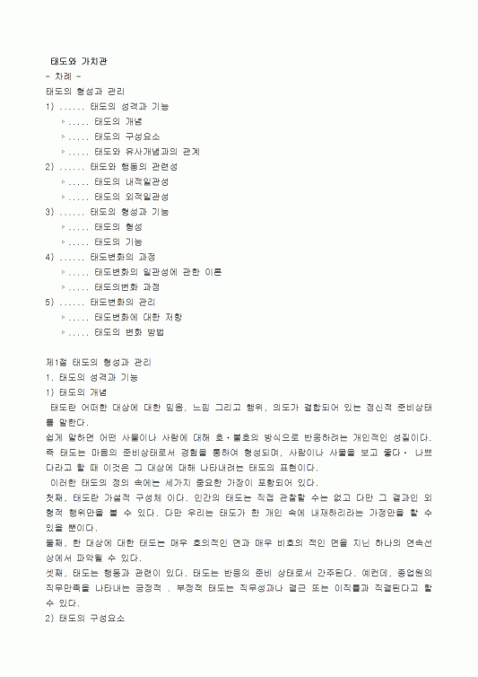 태도와 가치관(형성과 관리)