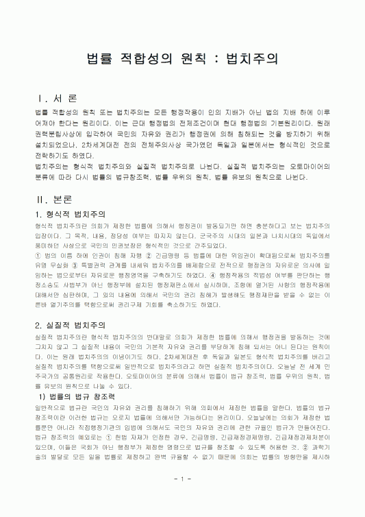 법률적합성의 원칙 : 법치주의