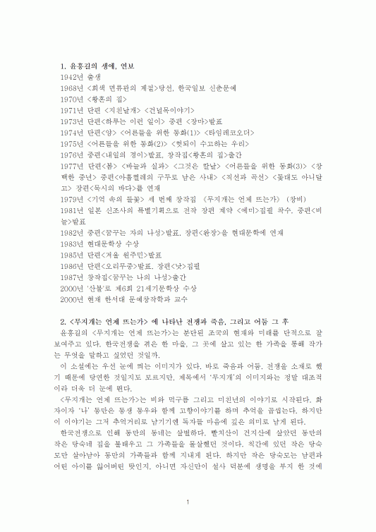 윤흥길 <무지개는 언제 뜨는가> 비평문