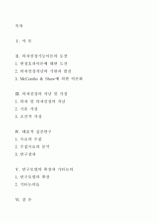 의제설정이론의 등장과 발전, 개념 및 가정