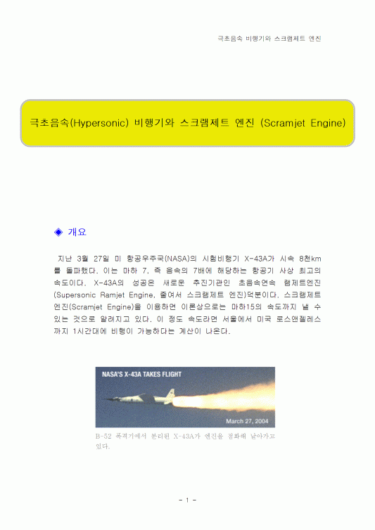 극초음속(Hypersonic) 비행기와 스크램제트 엔진 (Scramjet Engine)