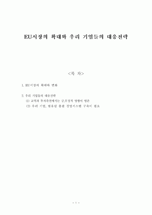 EU시장의 확대와 우리 기업들의 대응전략