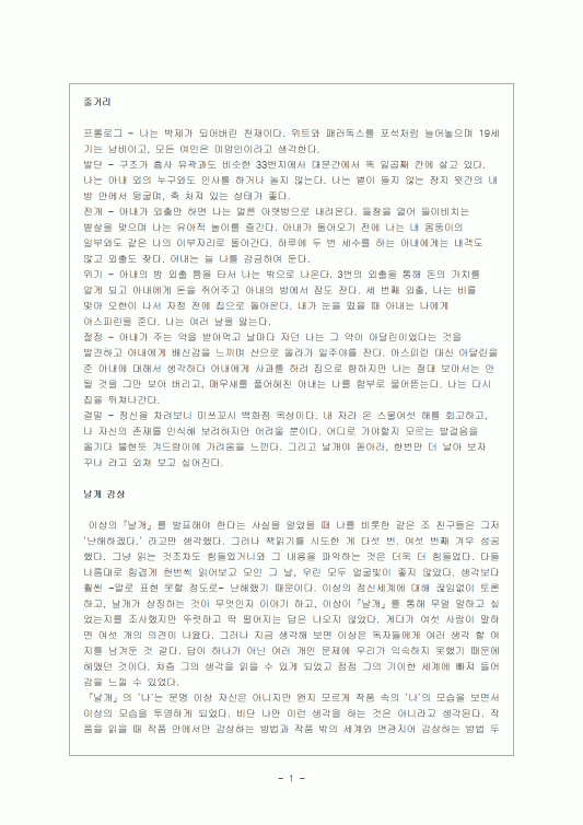[인문과학] 날개 감상