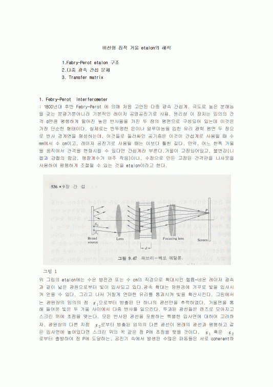 비선형 집적 거울 etalon의 해석
