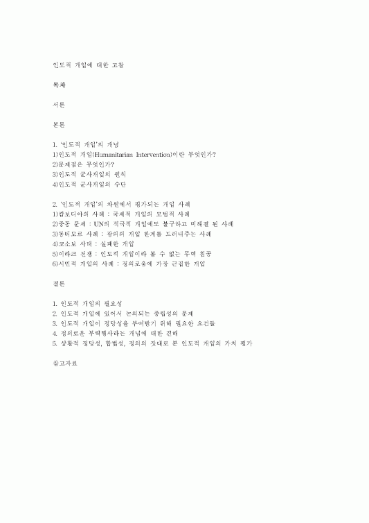 인도적 개입에 대한 고찰