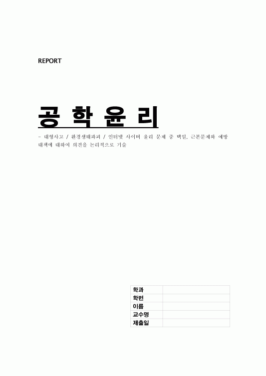 대형사고에 대한 근본문제와 예방대책(대구 지하철 화재 사건)