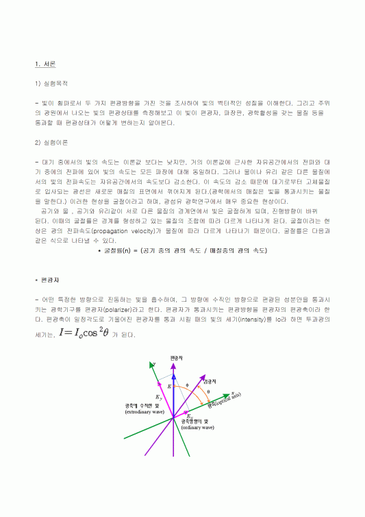 빛의 회절과 편광실험