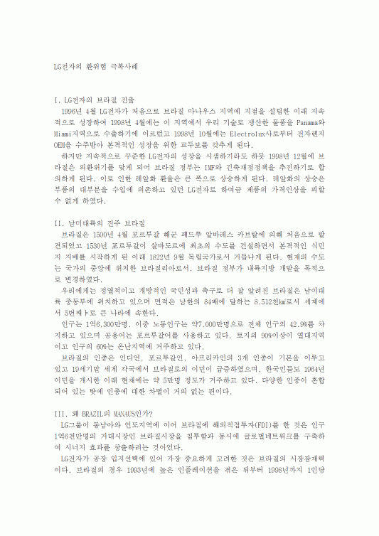 LG전자의 환위험 극복사례