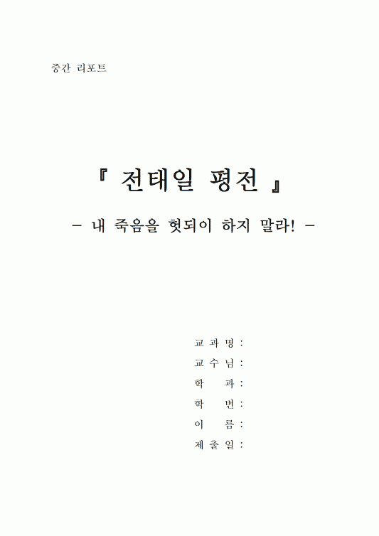 전태일 평전 감상문