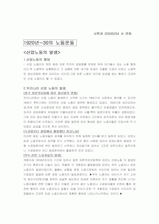 1920~30년대 반일 노동운동사