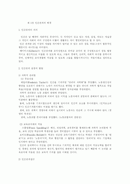 인간관계의 배경