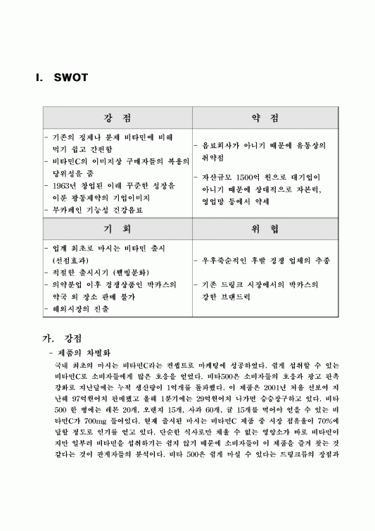 [브랜드마케팅]비타500의 SWOT분석