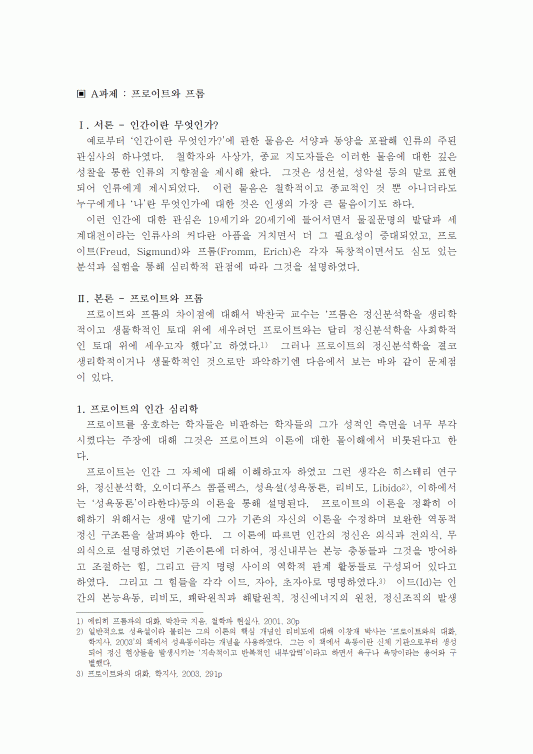 프로이트와 프롬의 인간을 바라보는 심리학적 관점의 차이
