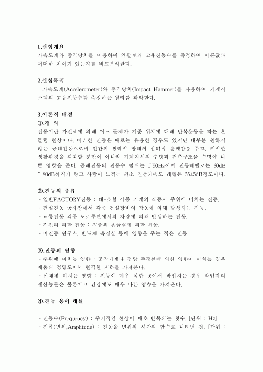 고유진동수의 측정 원리