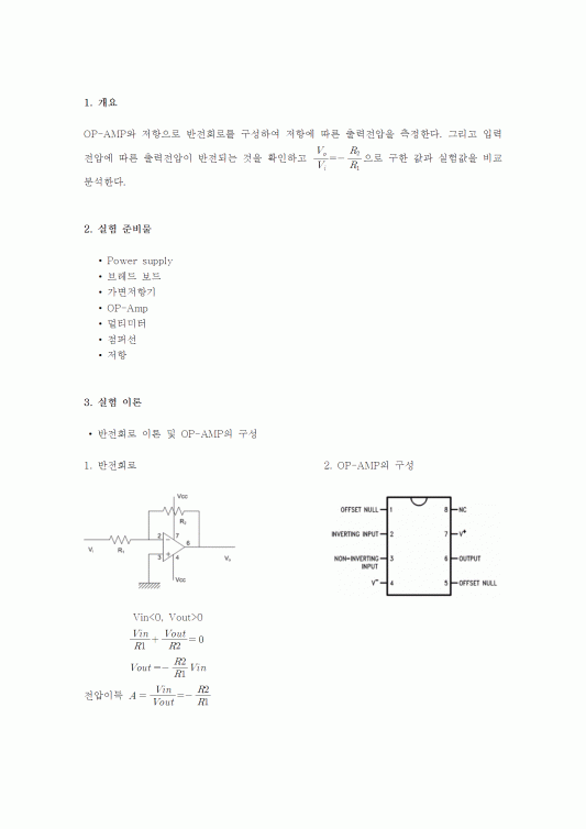 OP-Amp를 회로구성시험 (반전회로)