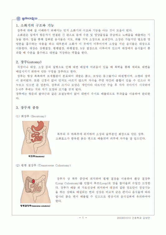 장루간호 레포트 자료