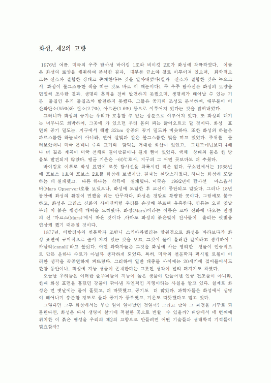 화성, 제2의 고향