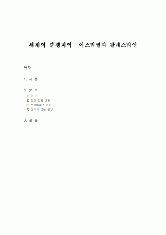세계의 분쟁지역- 이스라엘과 팔레스타인