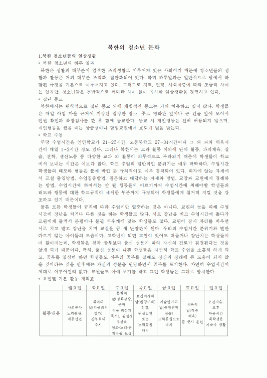 북한의 청소년 문화