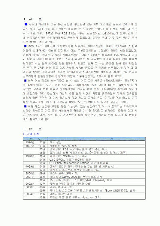 [기업경영]LG 텔레콤의 경영전략